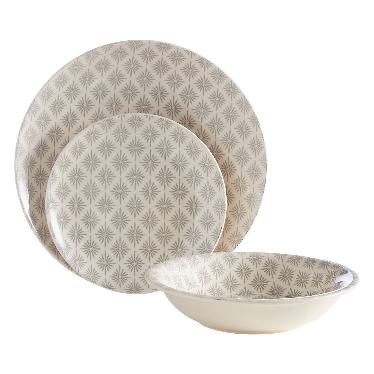 Maya Grey And White 12 Piece Dinner Set – Acense